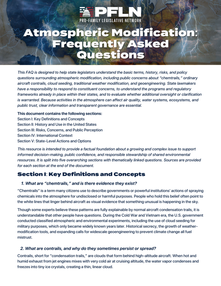 Atmospheric Modification: Frequently Asked Questions - Pro-Family